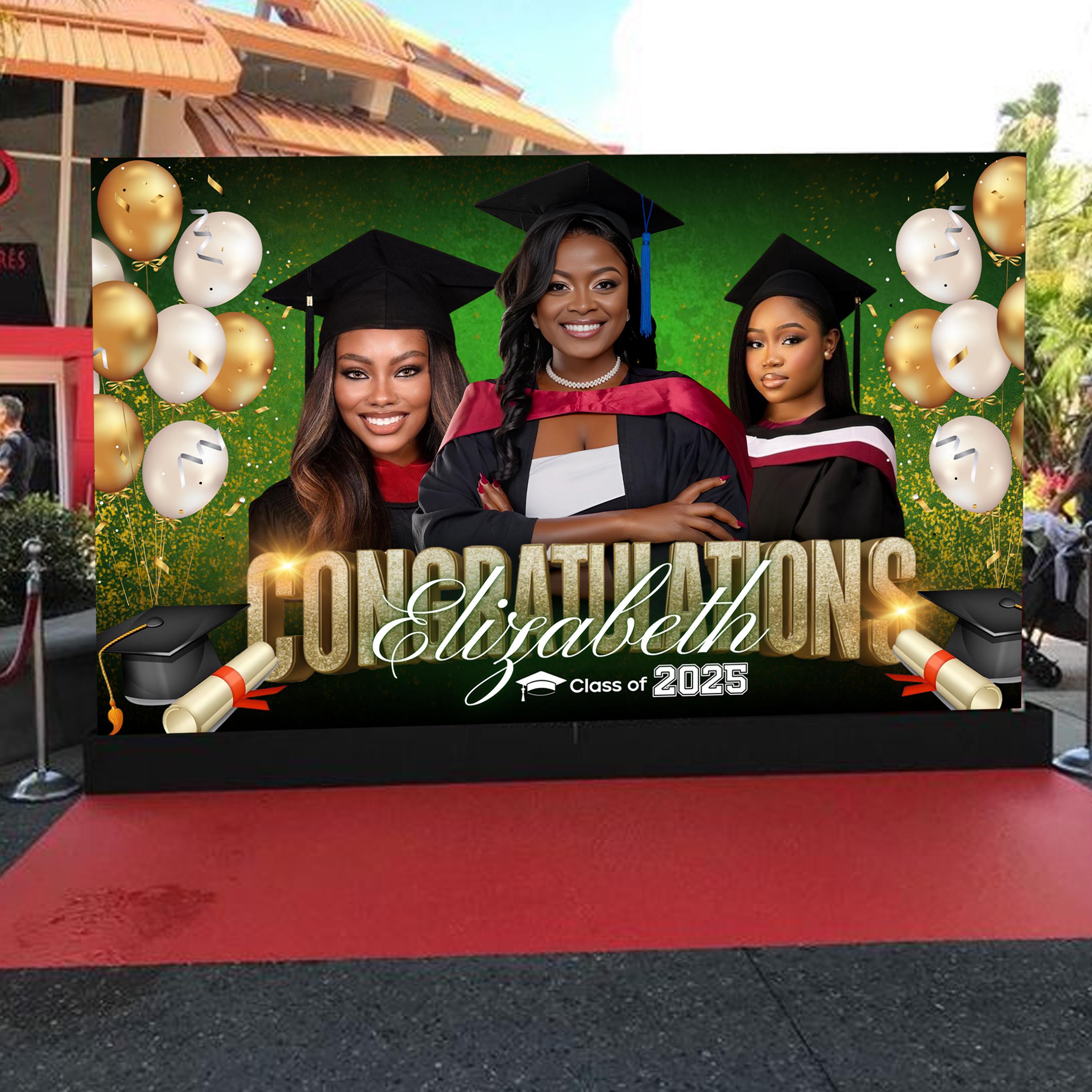 Graduation Backdrop Template, Grad Party Decor, Graduation Banner ...