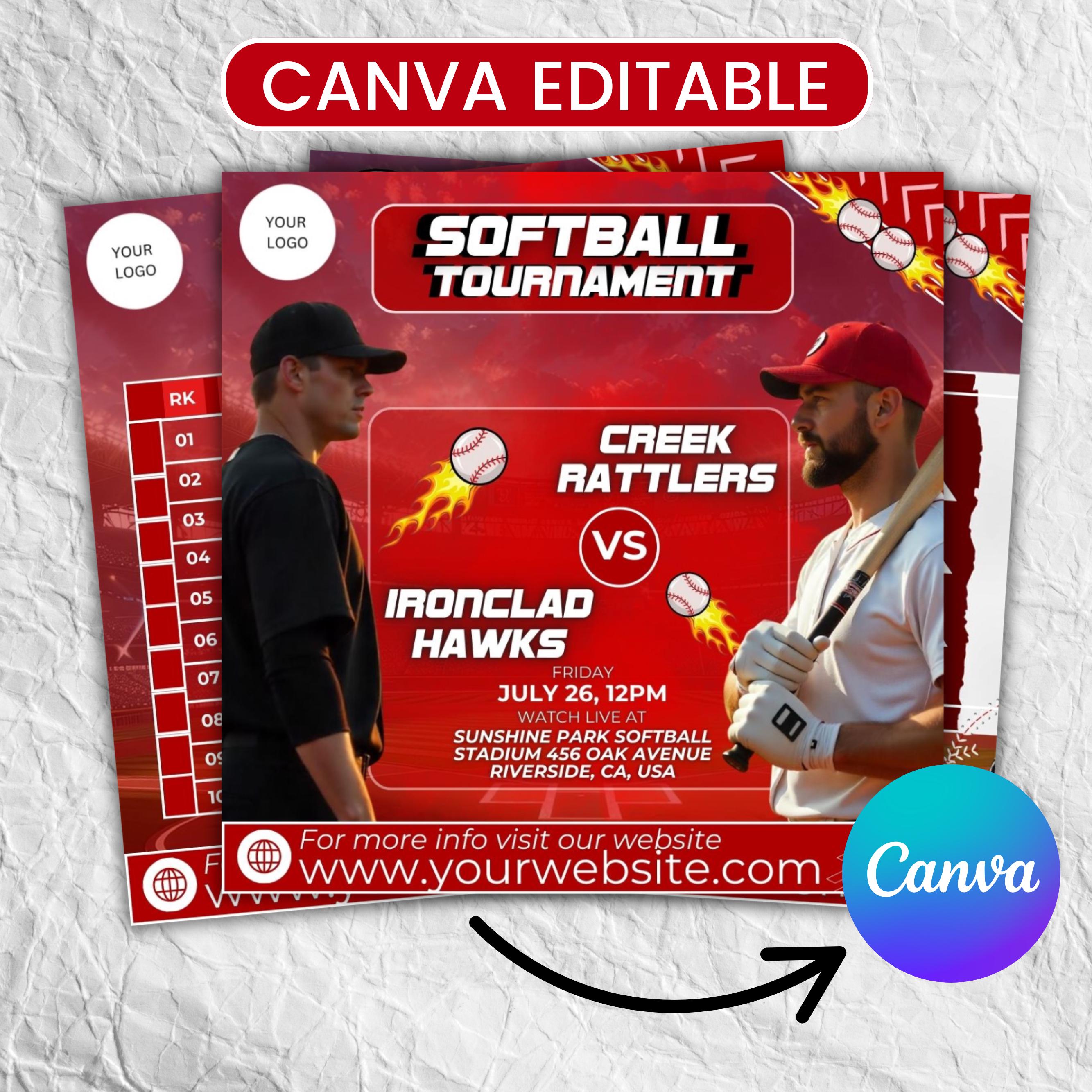 Softball Instagram Post Template, Canva Softball Templates, Softball ...