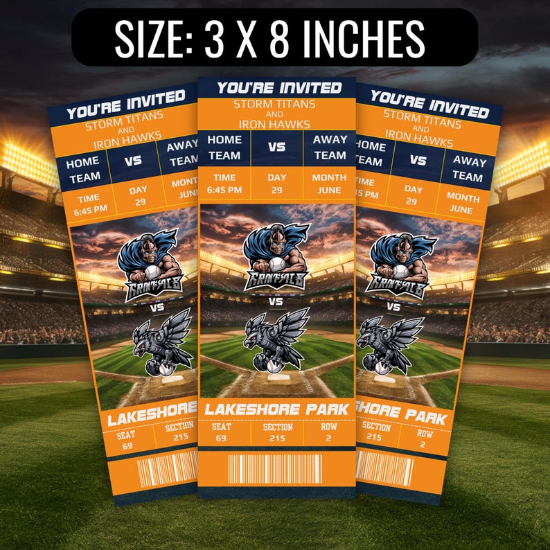 Baseball Game Ticket, Printable Baseball Ticket, Custom Baseball ...