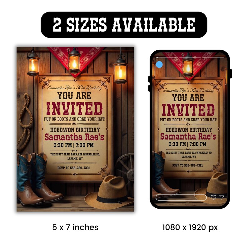 Cowboy Birthday Invitation, Western Birthday Invitation, Cowgirl Party ...