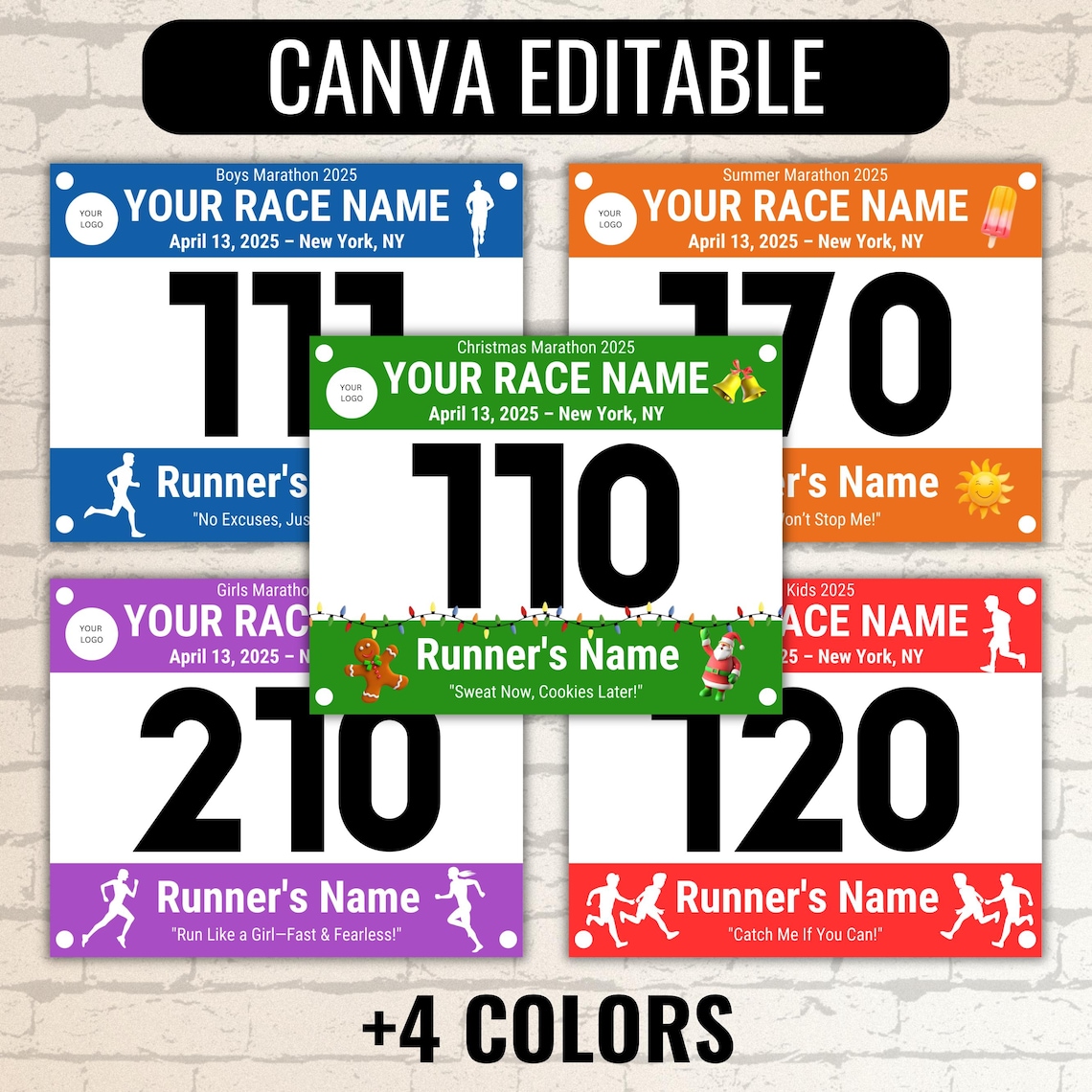 Race Bibs Template, Custom Race Bib, Printable Racing Bib, Running Race ...