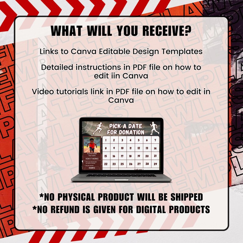 Editable Track and Field Football Fundraiser Calendar Pick a Date ...