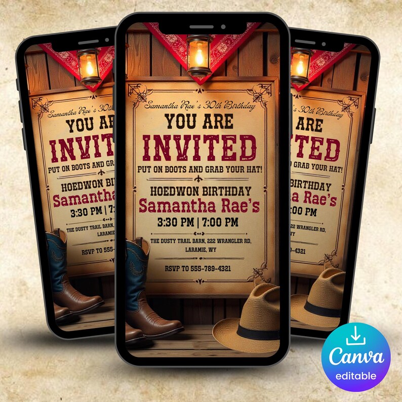 Cowboy Birthday Invitation, Western Birthday Invitation, Cowgirl Party ...