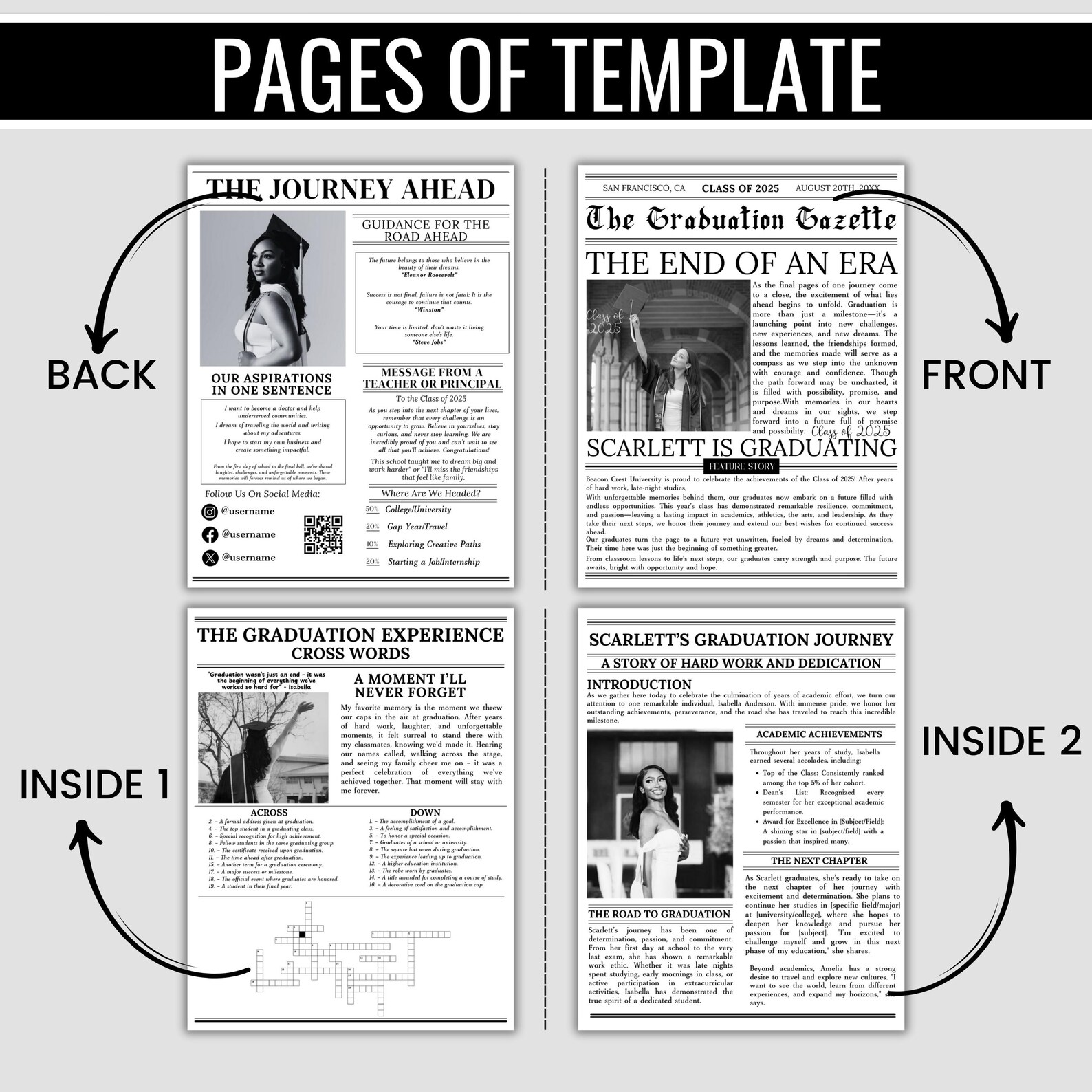 Graduation Newspaper Template, Photo 2025 Grad Newspaper Template,large ...