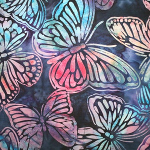 BUTTERFLY BATIK Fabric ~ Big & Bold Pink and Blue Butterflies Allover ...