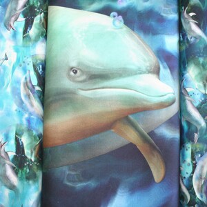 Wonderful Dolphin Fabric Panel dazzling Dolphins Brilliant Tones and ...