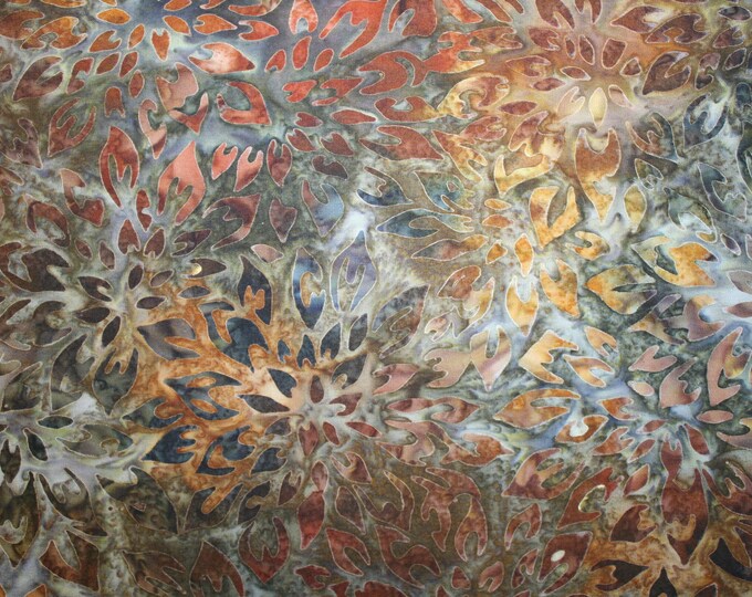 Kaufman junglescape Color Russet Flower Bursts in Natural Tones Browns ...