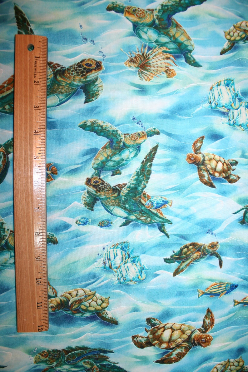 Fabulous SEA TURTLE Fabric Great Ocean Fabric "north American Wildlife ...