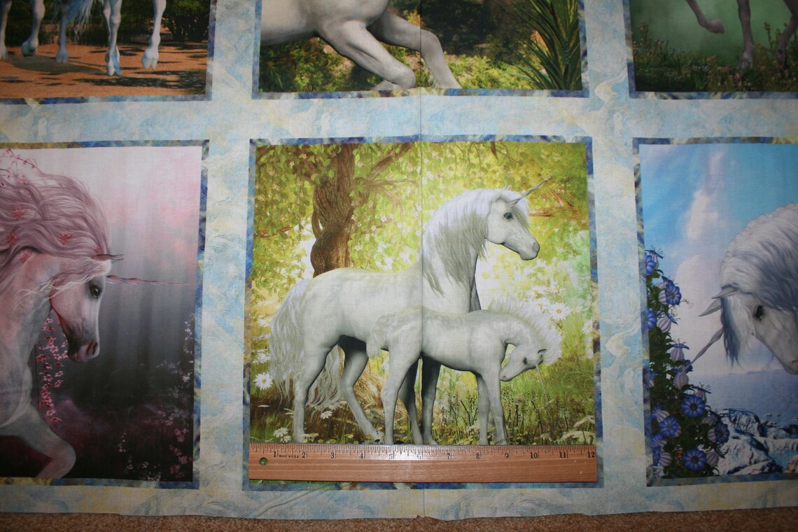 Great UNICORN Fabric PANEL of Blocks ~ in the Beginning Fabrics ...