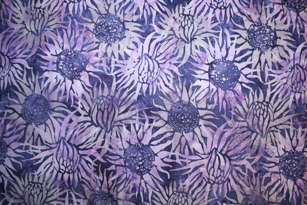 Dark Purple Flower Batik " PROTEA Flower" Large Sunflower or Thistle ...