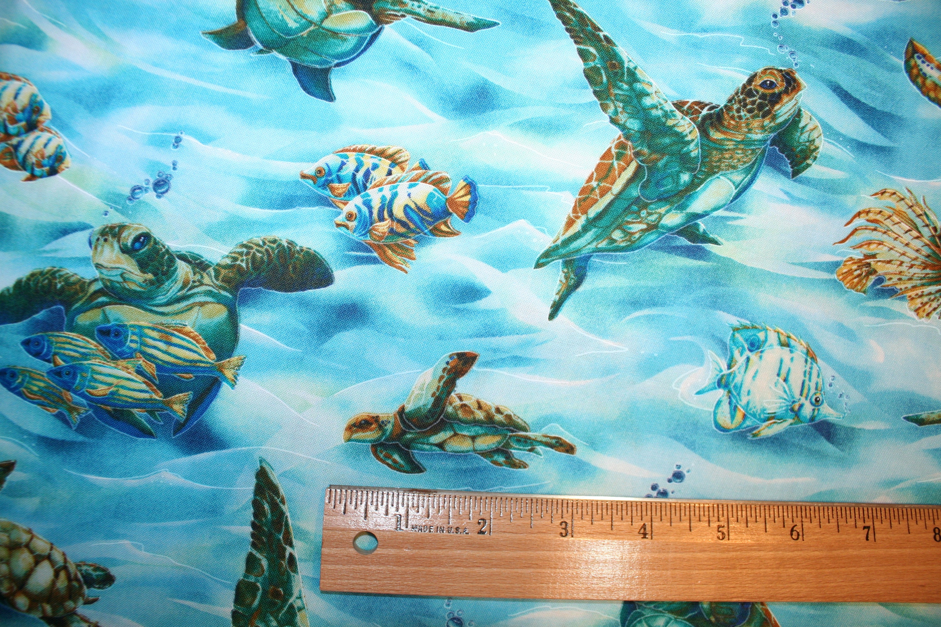 Fabulous SEA TURTLE Fabric Great Ocean Fabric "north American Wildlife ...