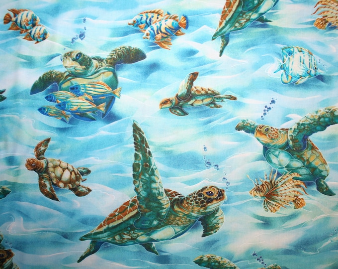 Fabulous SEA TURTLE Fabric Great Ocean Fabric north American Wildlife ...