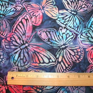 BUTTERFLY BATIK Fabric ~ Big & Bold Pink and Blue Butterflies Allover ...