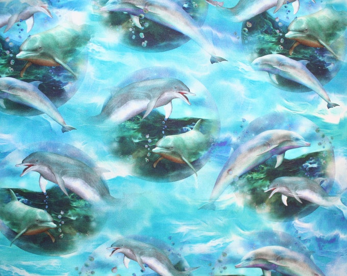 Wonderful Dolphin Fabric "dazzling Dolphins" ~ Brilliant Tones and ...