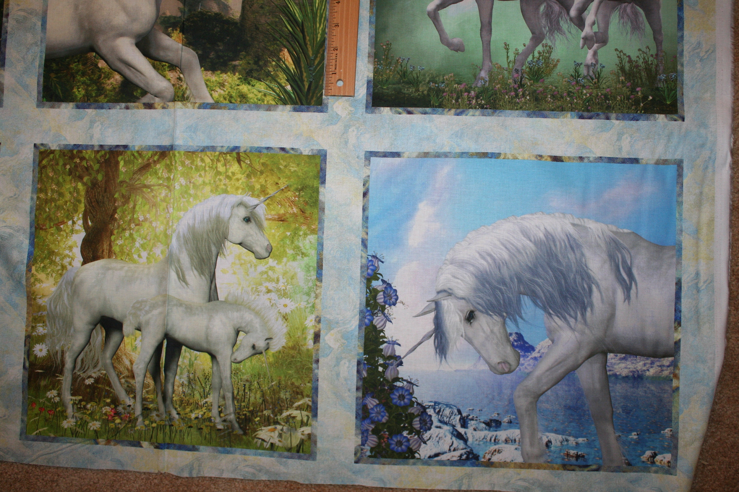 Great UNICORN Fabric PANEL of Blocks ~ in the Beginning Fabrics ...