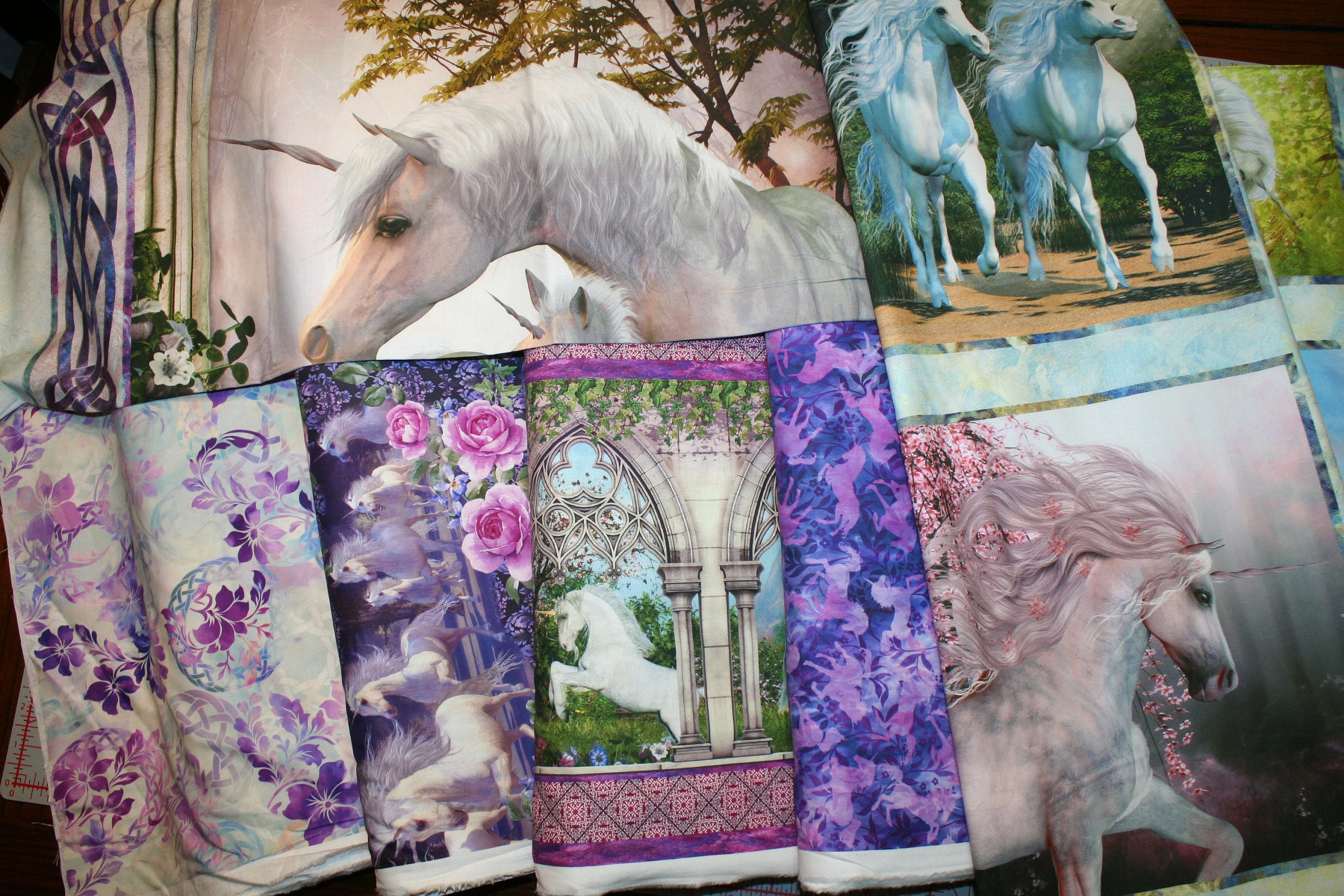 Great UNICORN Fabric PANEL of Blocks in the Beginning | Etsy