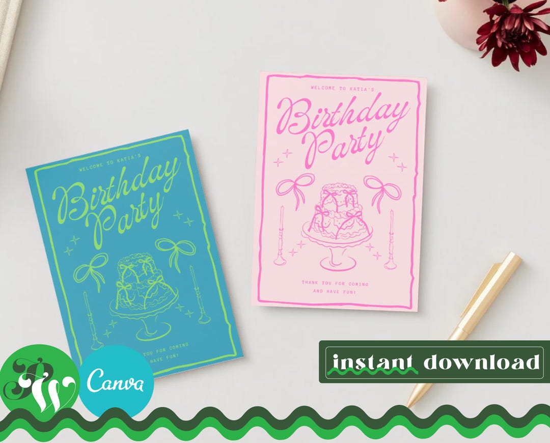 Birthday Template - Instant Download - Two Options - Etsy