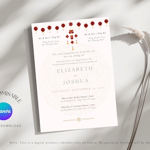 Vietnamese Tea Ceremony Invitation Card Template English and Vietnamese ...