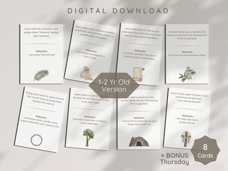 Christian Easter Story Cards for 1 Yr Old | Holy Week Kids | Printable ...