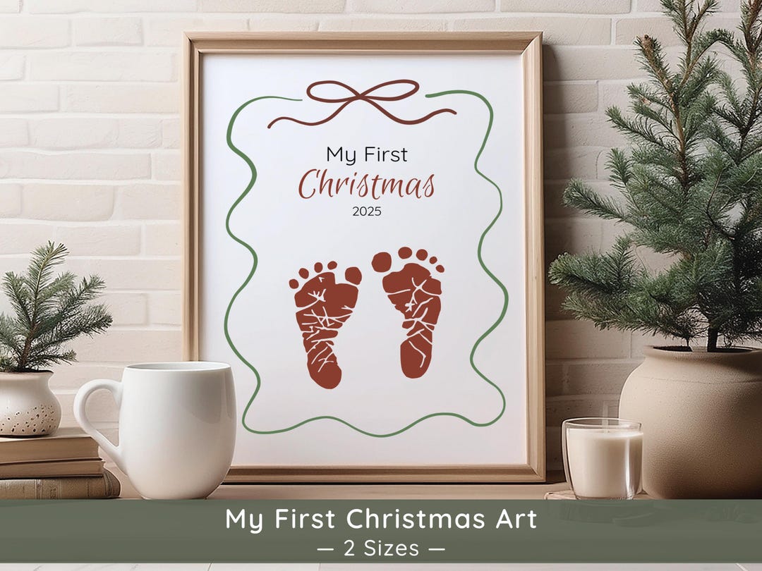 My First Christmas Handprint Art: Babys 1st Xmas Printable Footprint ...