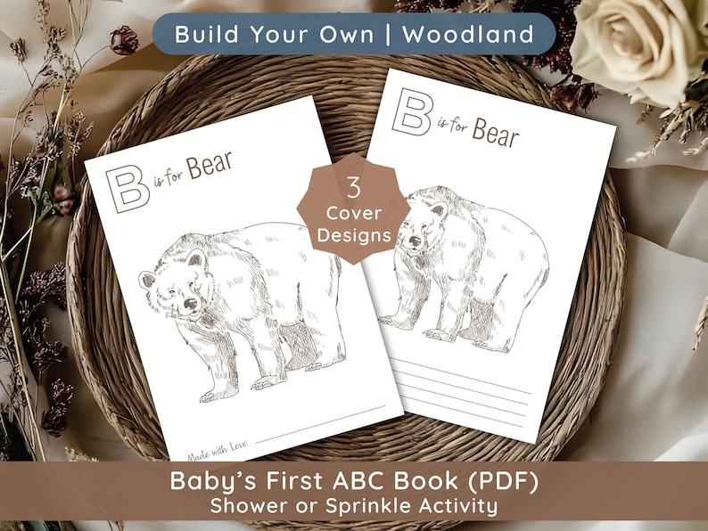 Woodland Baby Shower Game: ABC Coloring Book Activity, Forest Animal ...