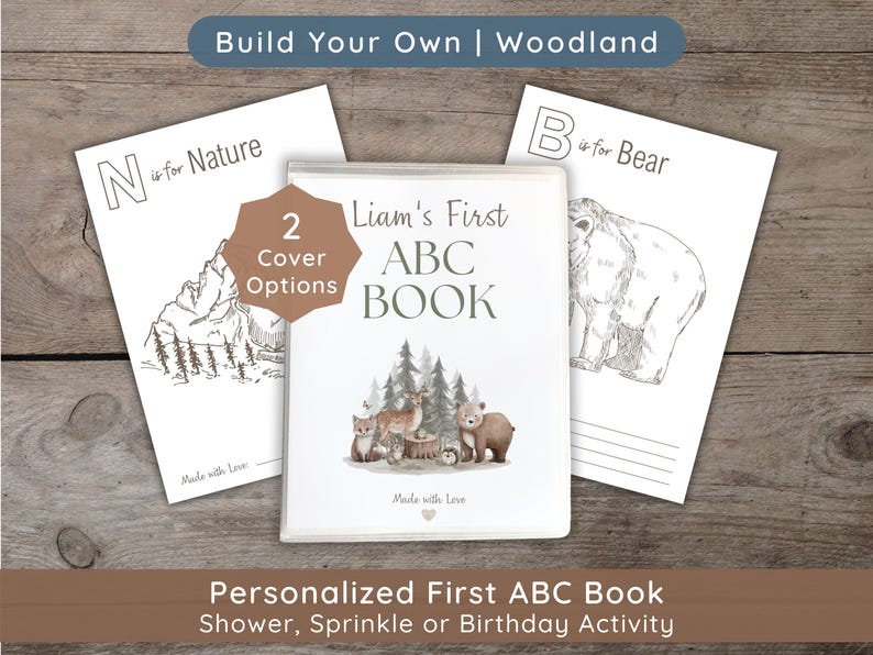 Woodland Baby Shower Games: Alphabet Coloring Book, Baby Shower ABC ...