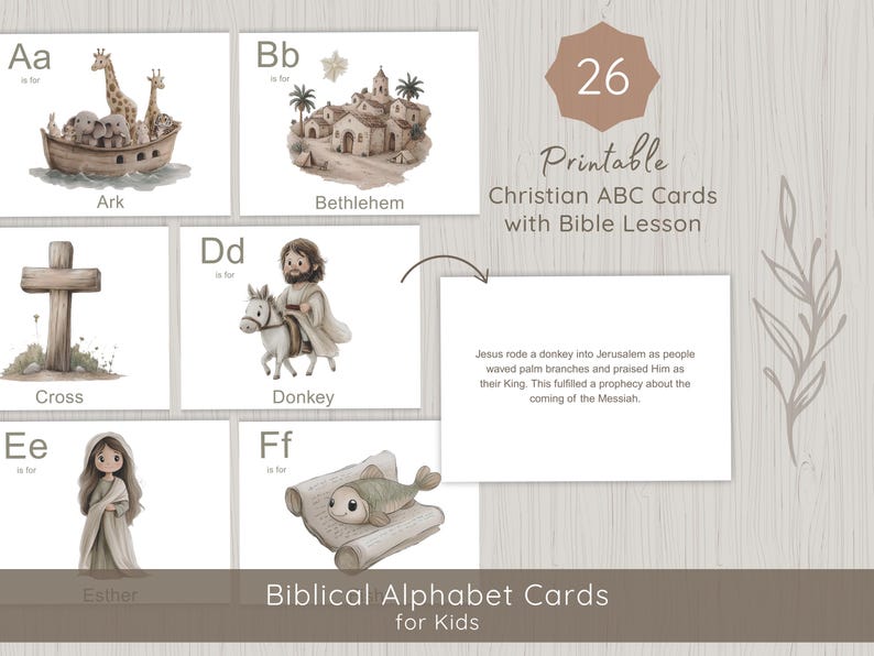 Biblical Alphabet Cards | Printable ABC Cards for Kid Bible Activity ...