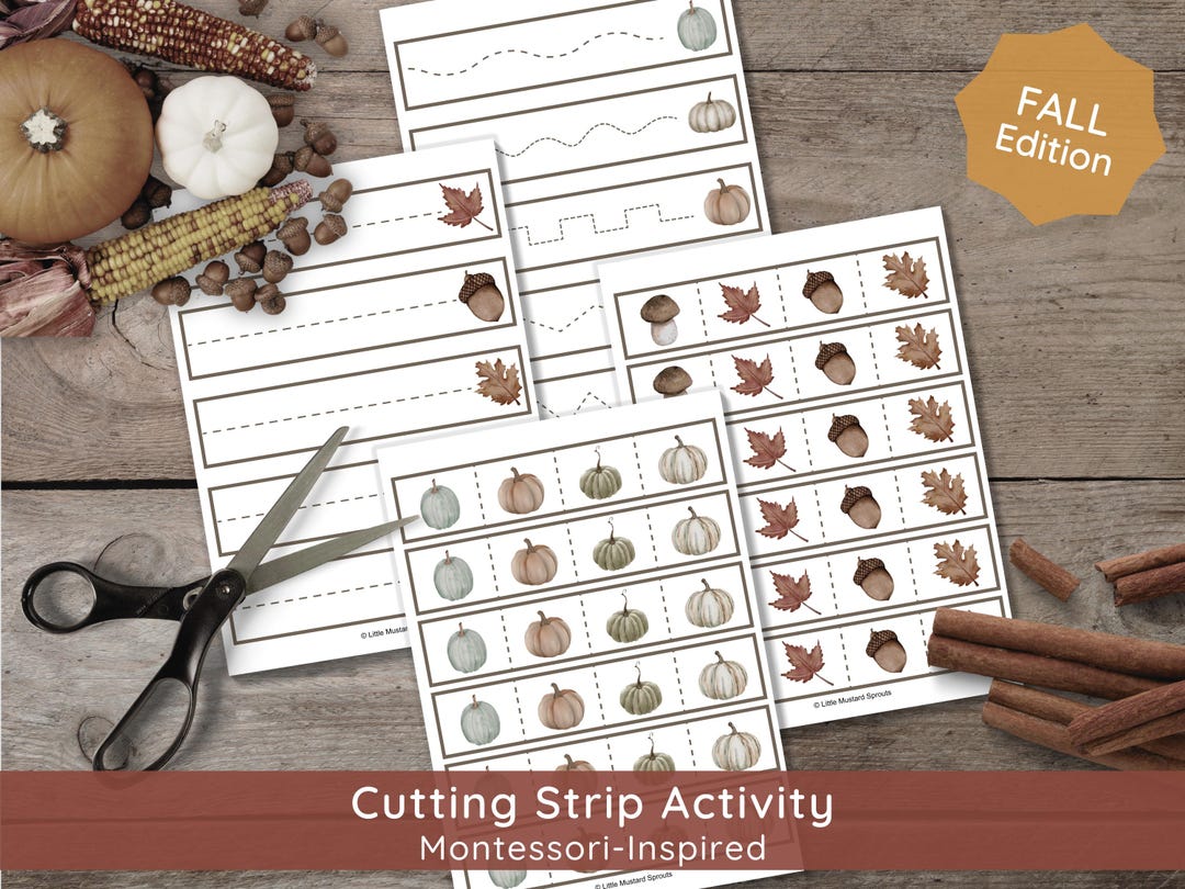 Fall Montessori Cutting Strips: Printable Autumn Homeschool Preschool ...