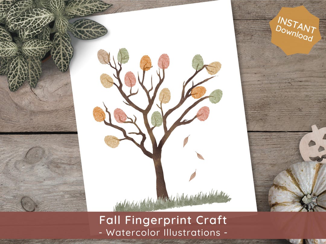 Fall Fingerprint Art for Kids: Homeschool Preschool Autumn Tree ...