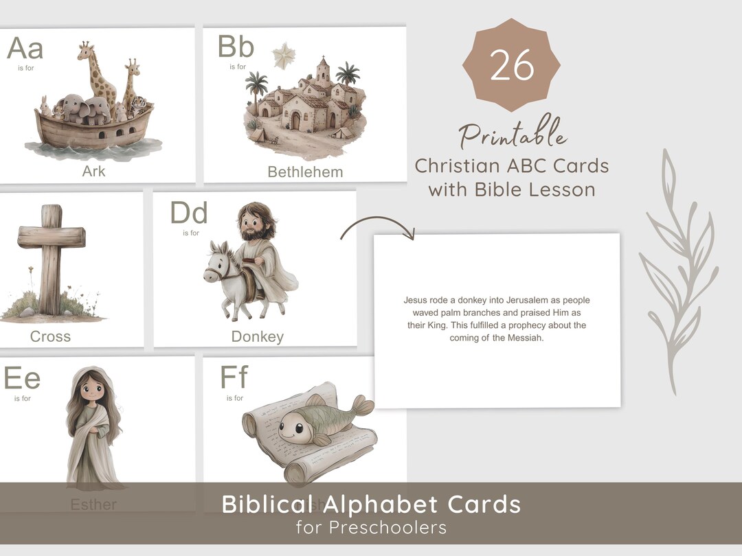 Biblical Alphabet Flashcards | Printable ABC Cards for Kid Bible ...