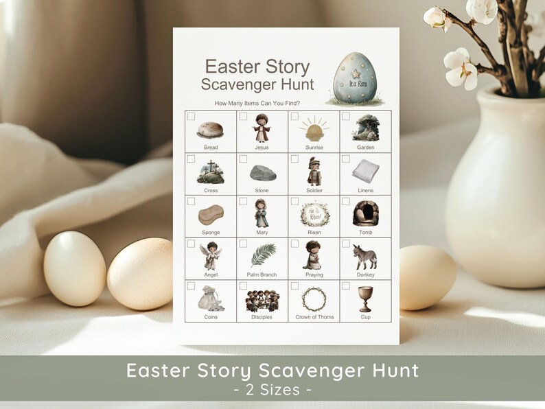 Holy Week Easte Scavenger Hunt: Printable Bible Games for Kids, Sunday ...