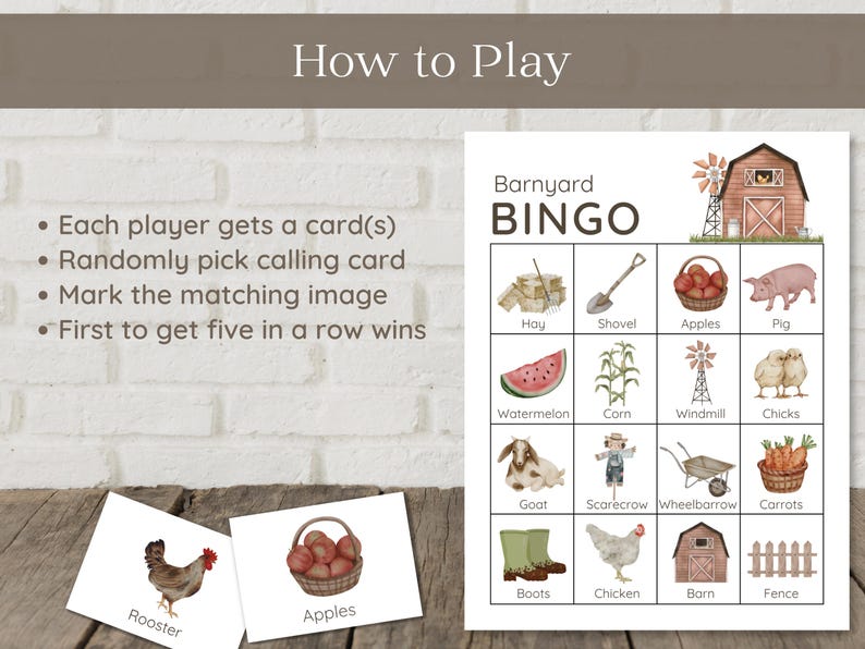 Farm Bingo Game Printable | Preschool Curriculum | Kids Birthday ...