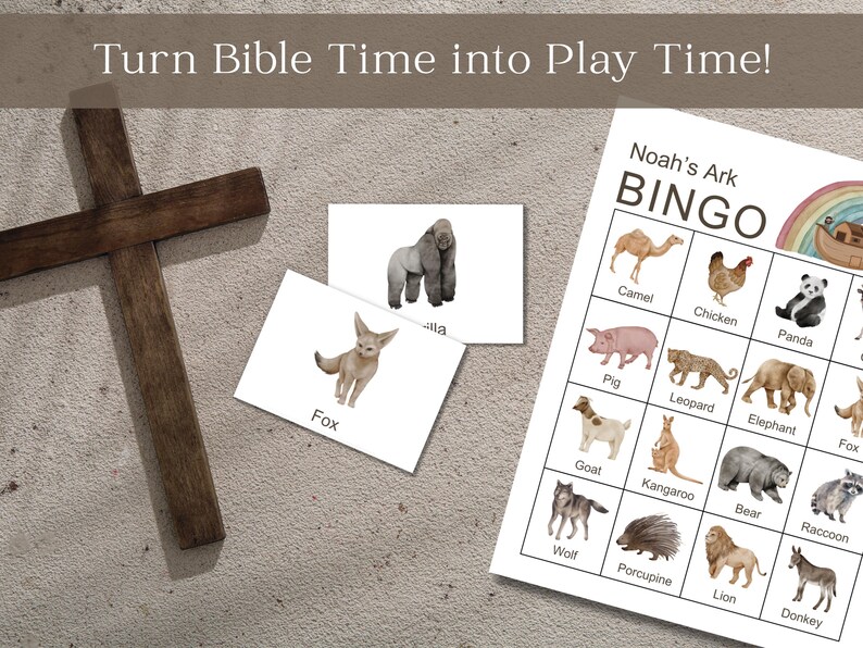 Noah’s Ark Bible Bingo Game: Christian Homeschool Curriculum Printable ...