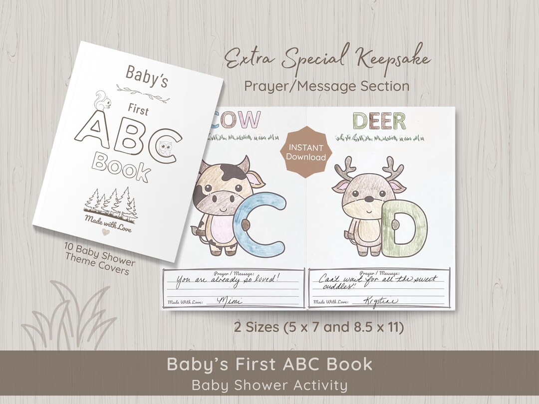 Baby's First ABC Book Baby Shower Game | ABC Book Baby Shower Guest ...