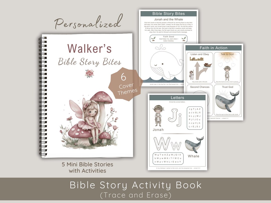 Personalized Bible Activities Workbook for Toddlers | Trace & Erase ...