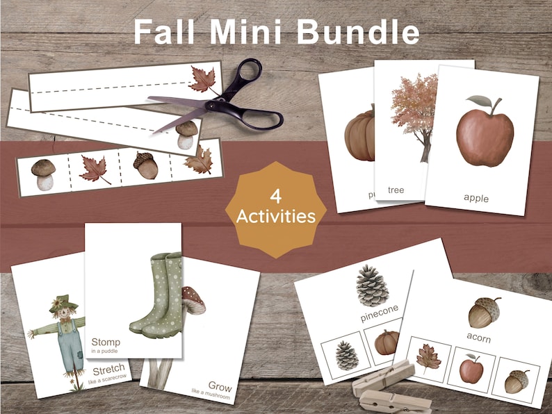 Fall Mini Activity Bundle: Printable Montessori Preschool Worksheets ...