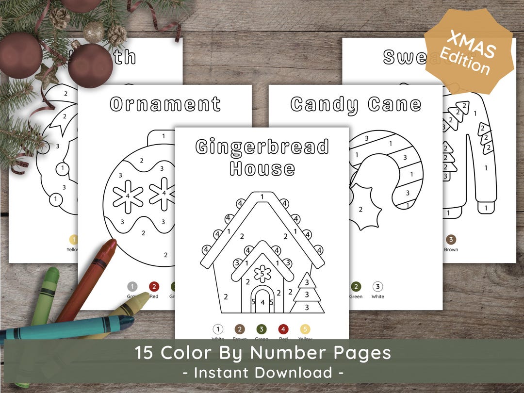 Christmas Color by Number Pictures for Kids: Printable Holiday Paint by ...
