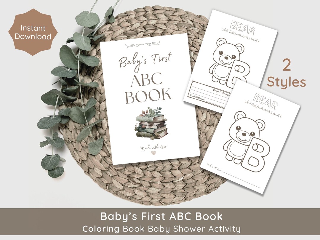 Baby’s First ABC Book Baby Shower Guest Book Alternative | Printable ...