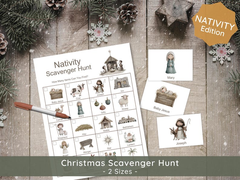 Nativity Bible Scavenger Hunt: Printable Sunday School Bible Game ...