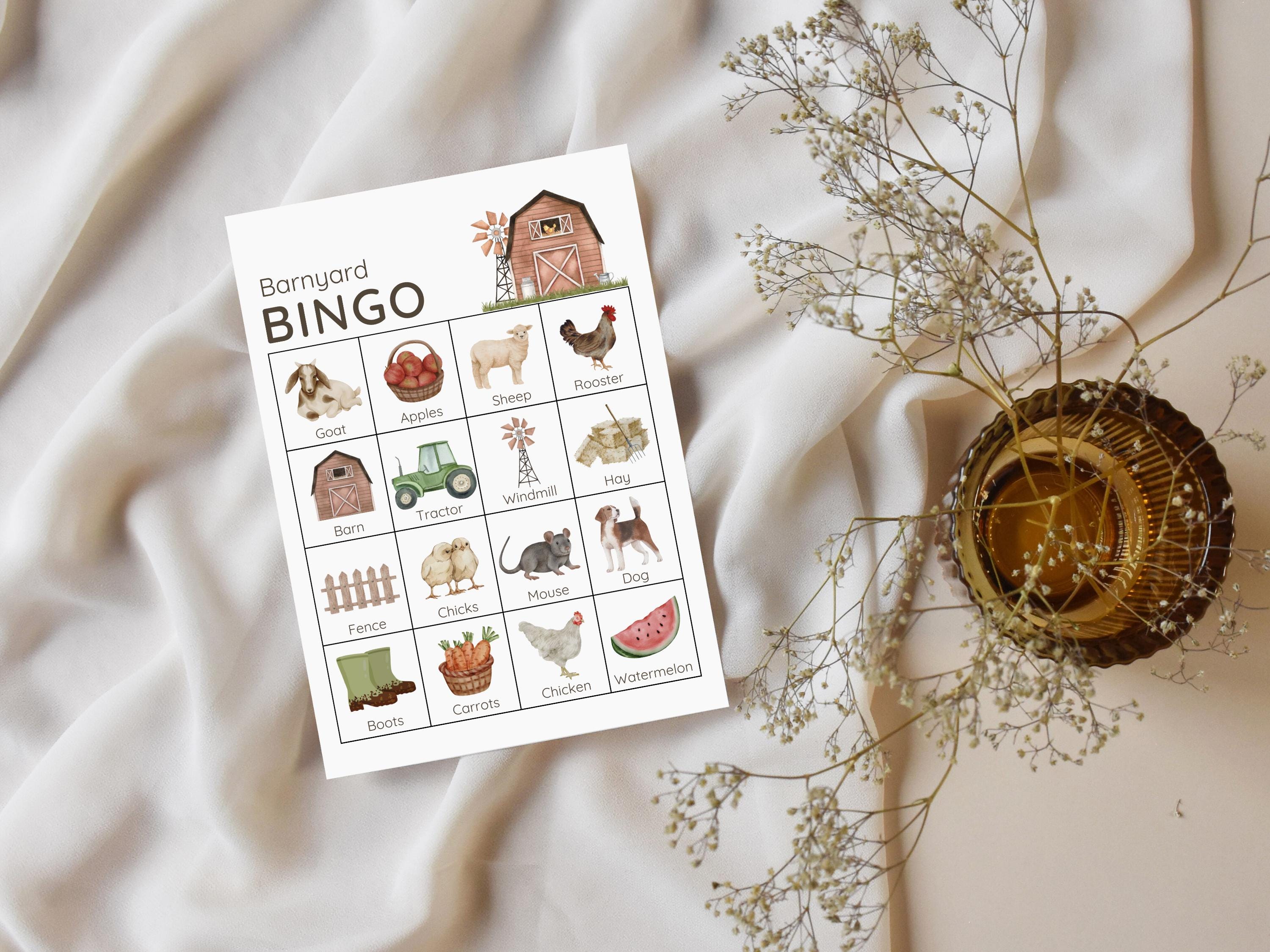 Farm Bingo Game Printable – Watercolor Barnyard Animals for Toddlers ...