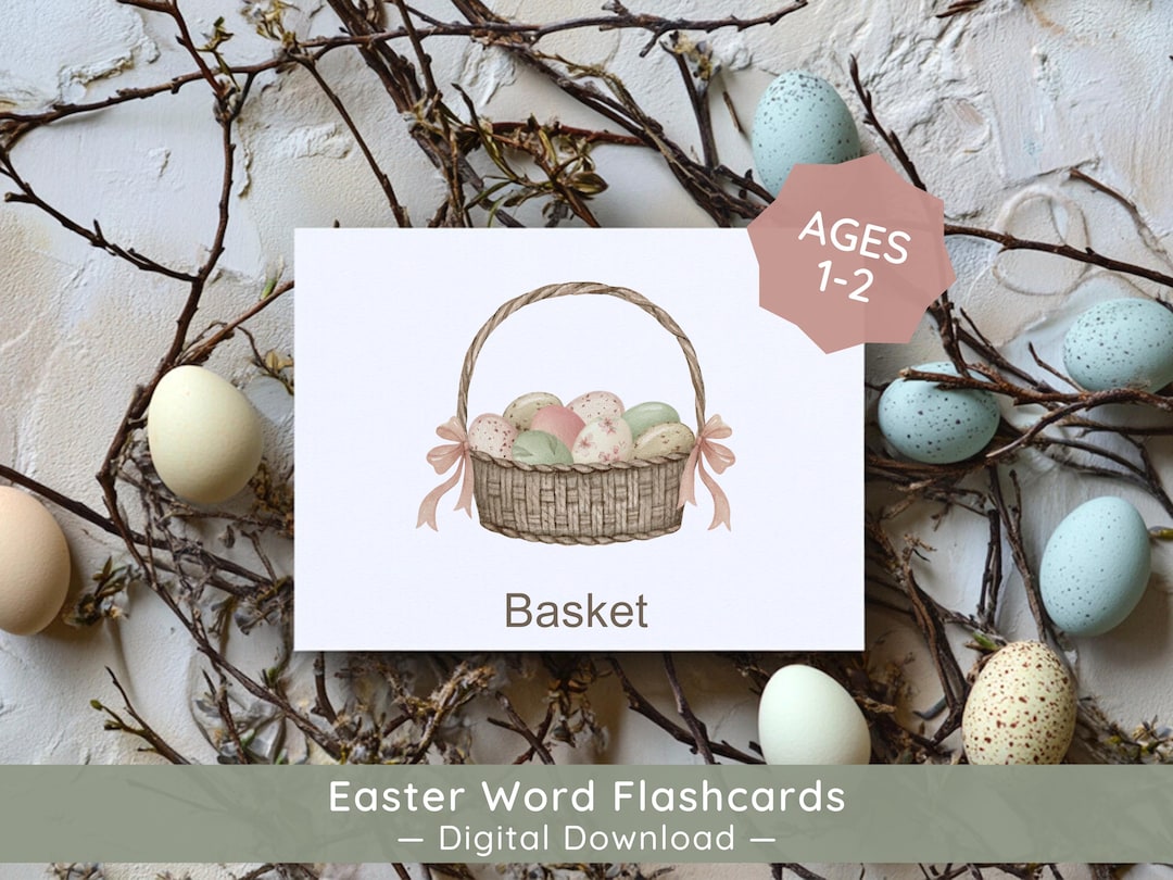 Easter Toddler Cards: First Words Printable Flashcards, Instant ...
