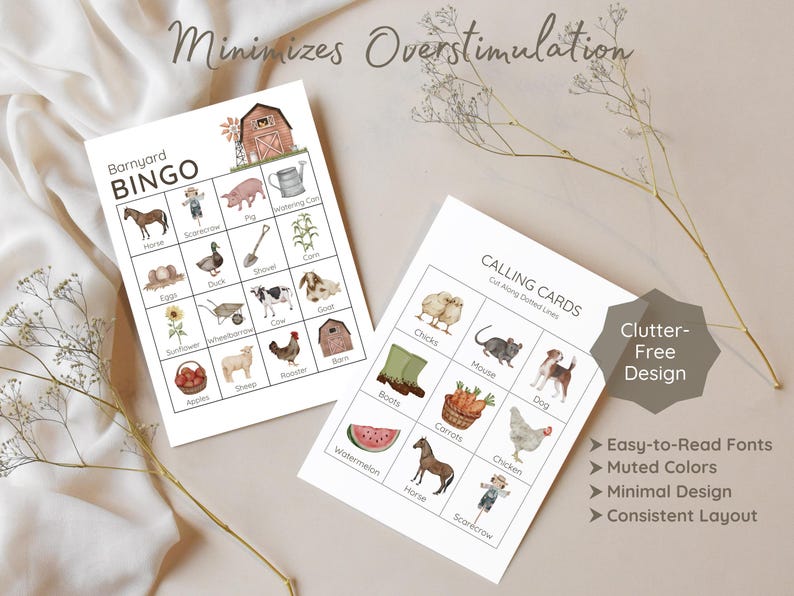 Farm Bingo Game Printable – Watercolor Barnyard Animals for Toddlers ...