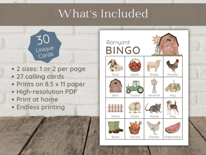 Farm Bingo Game Printable | Preschool Curriculum | Kids Birthday ...