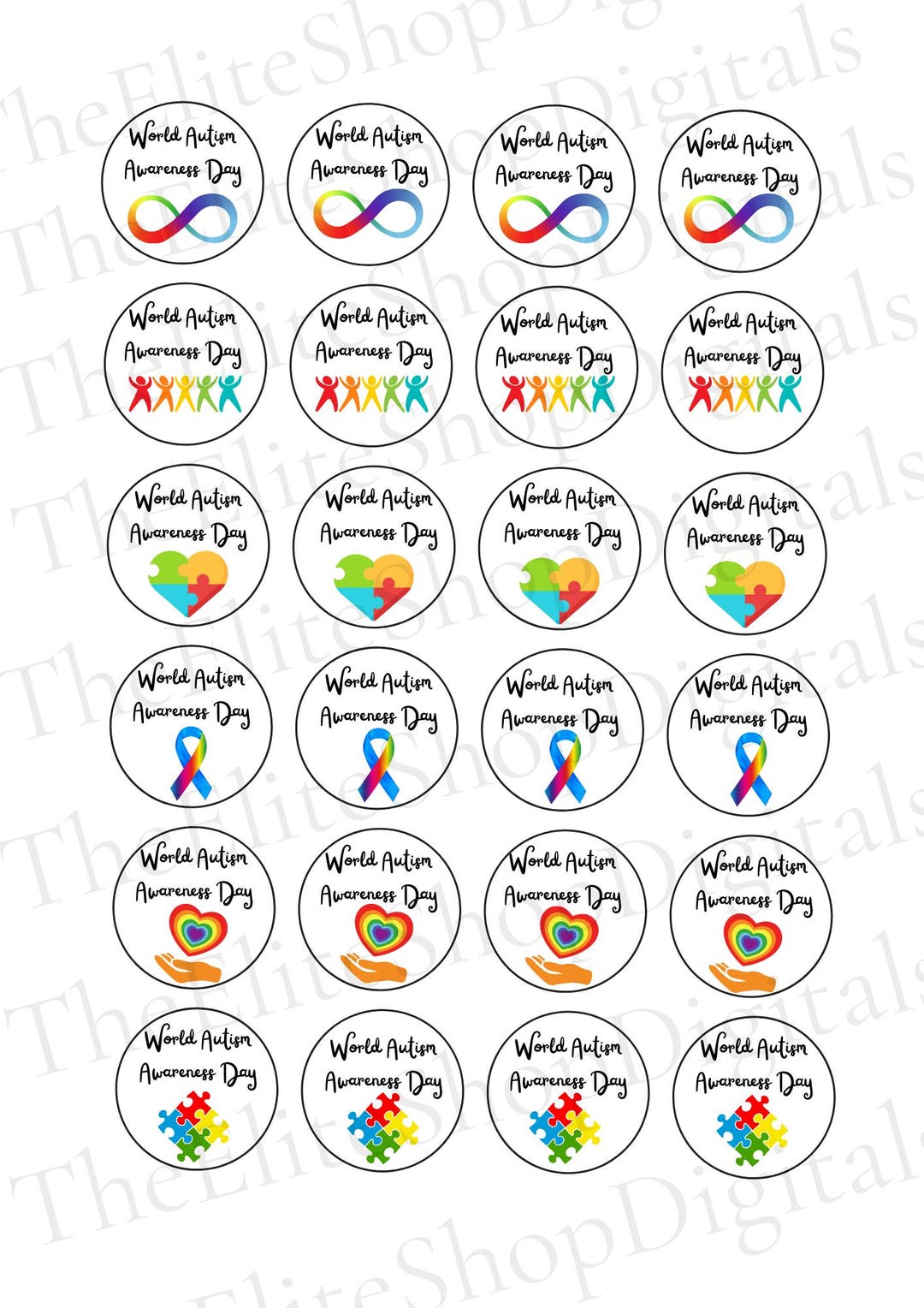 World Autism Awareness Day Printable Stickers, Autism Day A4 Sticker ...