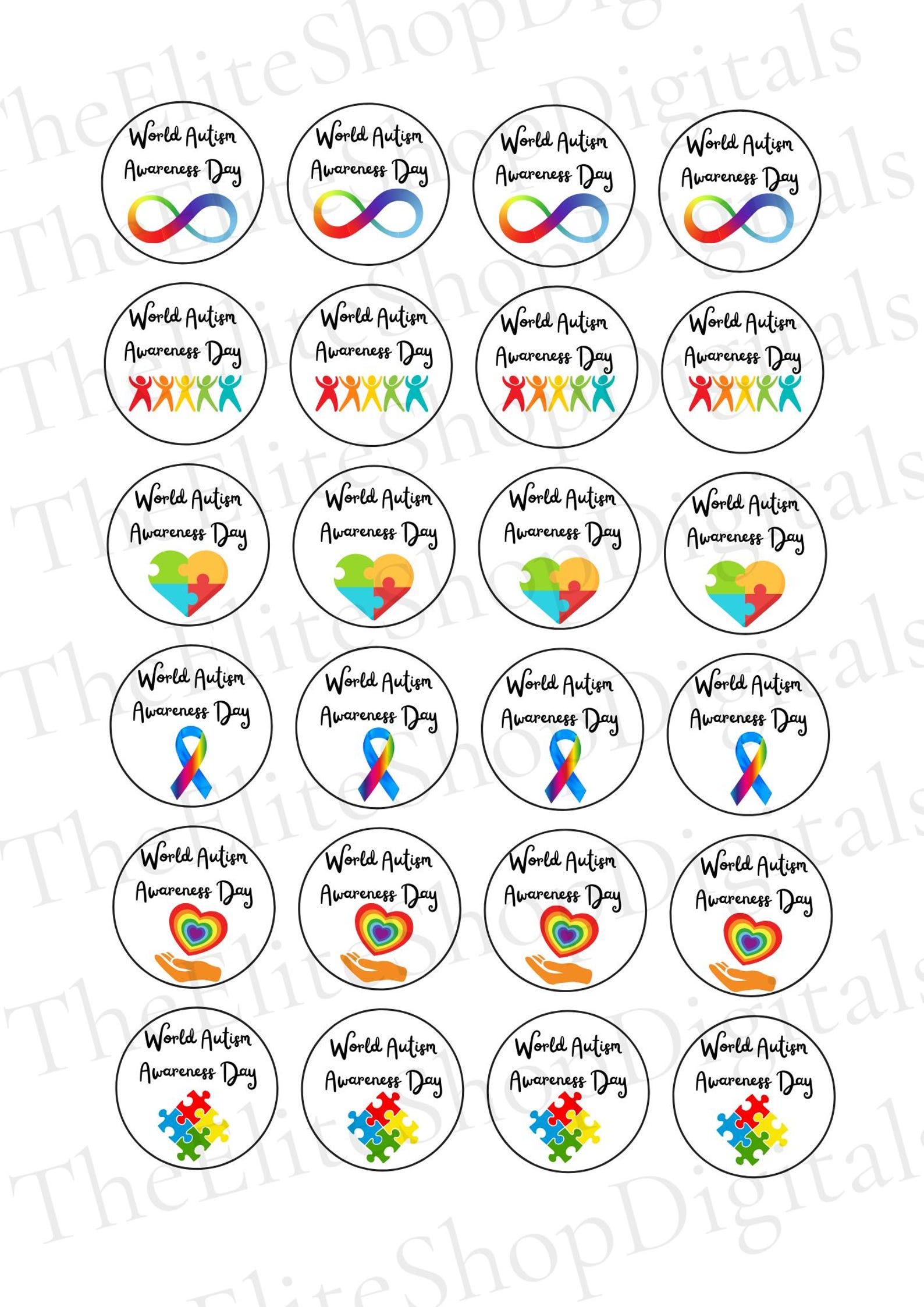 World Autism Awareness Day Printable Stickers, Autism Day A4 Sticker ...