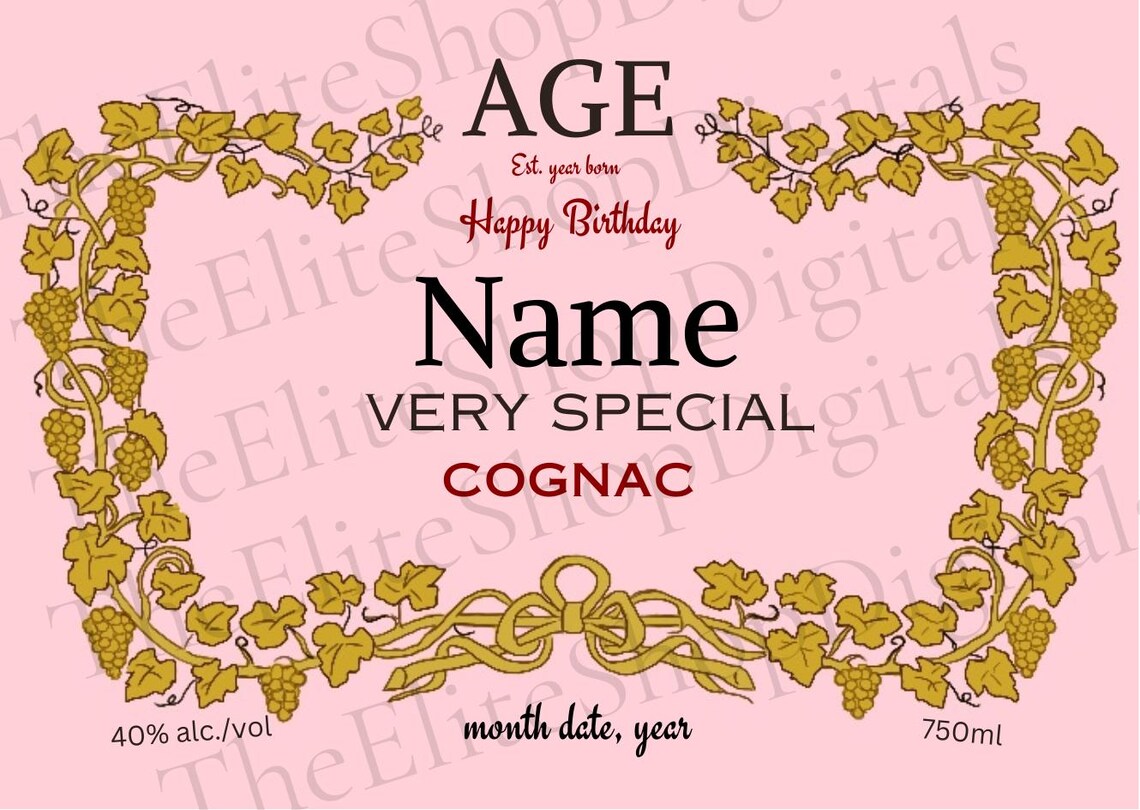 Editable Light Pink Hennessy 750ml Label - Etsy