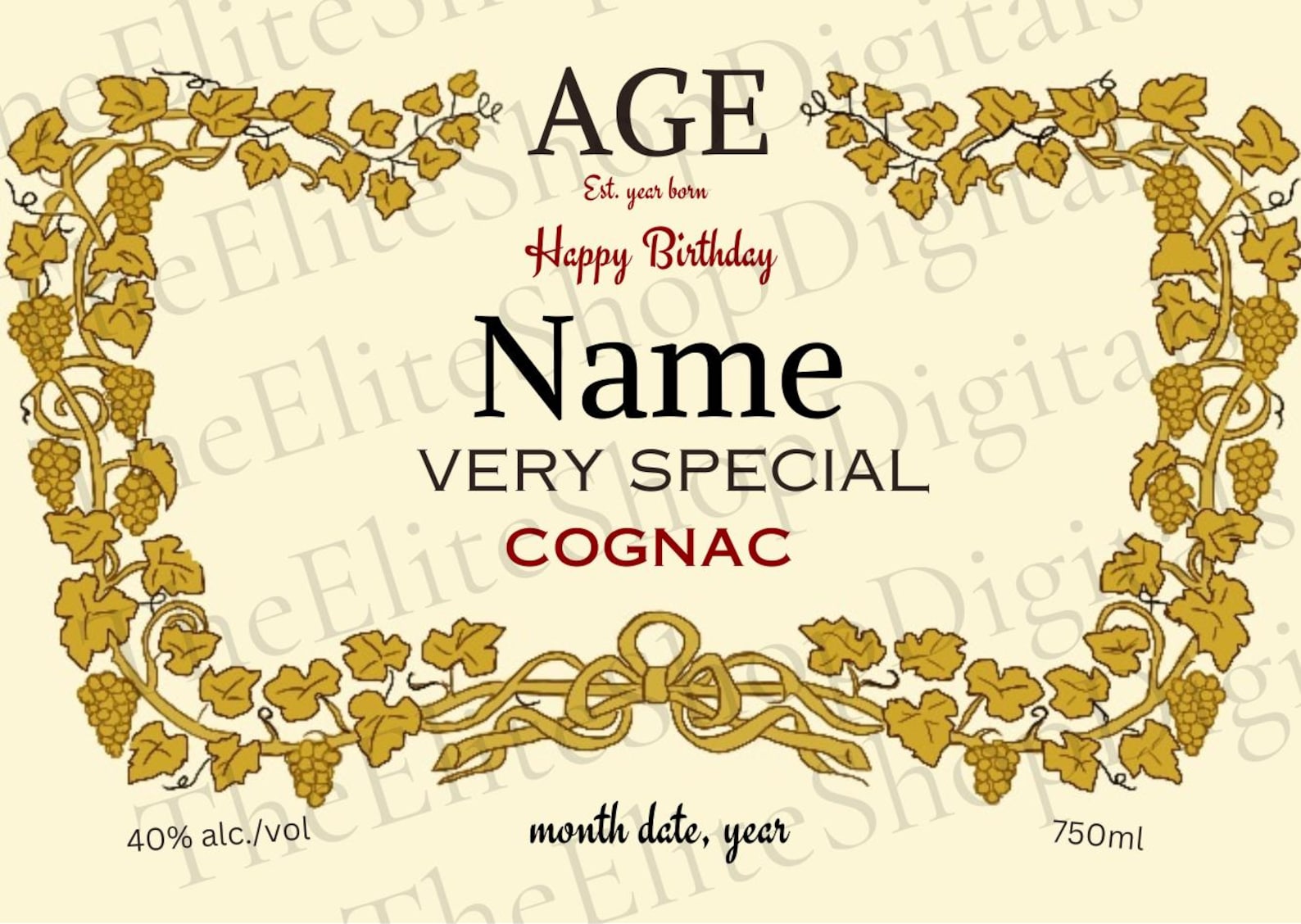Editable Hennessy 750ml Label, Editable Hennessy Template, Bottle ...
