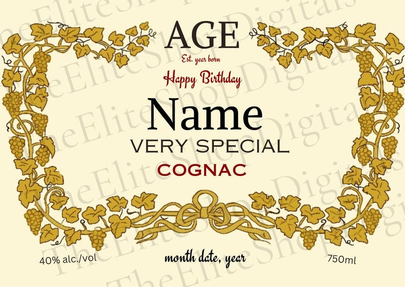 Editable Hennessy 750ml Label, Editable Hennessy Template, Bottle ...