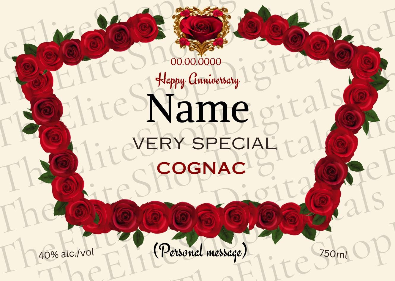 Editable Anniversary Hennessy Rose 750ml Label, Anniversary Gifts ...