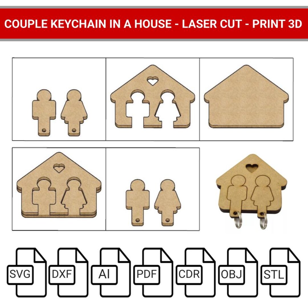 Laser Cut File - Couple Key Holder in a House | Valentines Day - Etsy